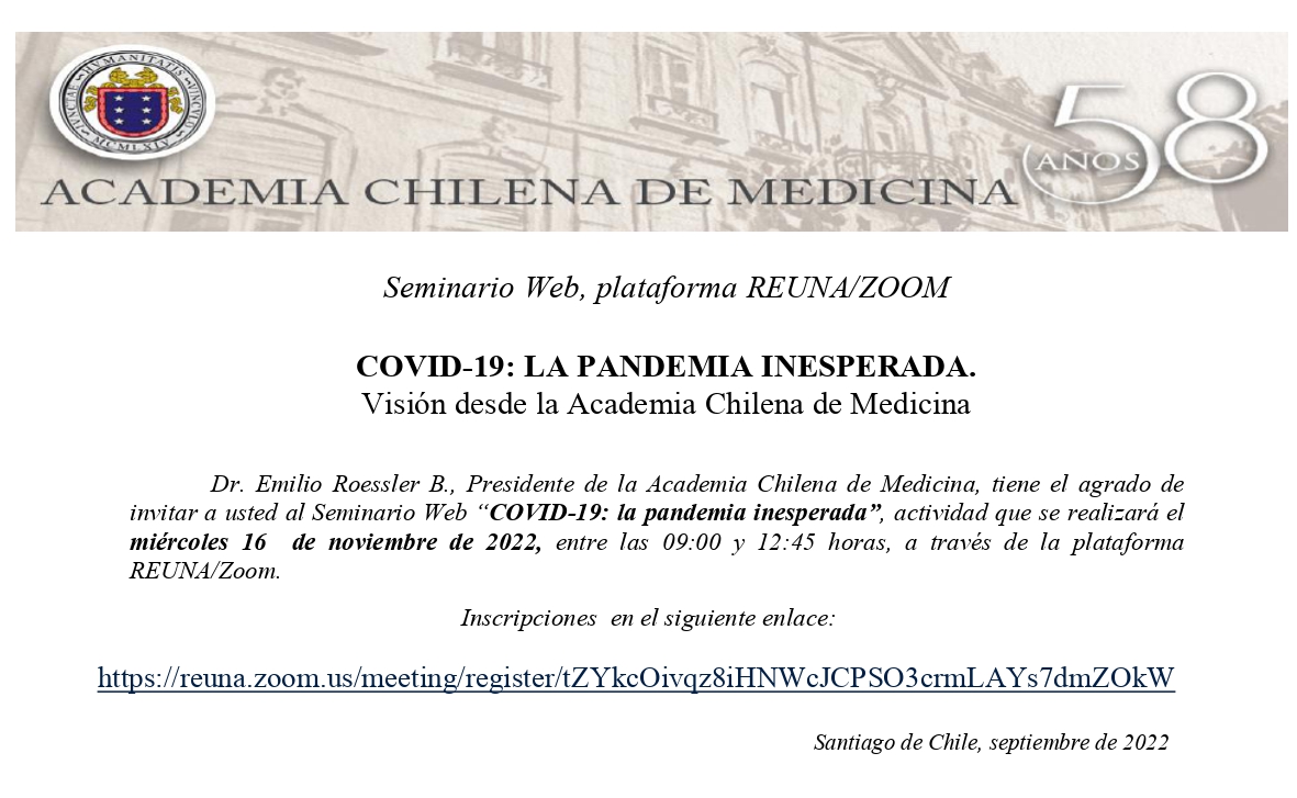 Seminario Web COVID-19: la pandemia inesperada - Facultad de Medicina - Universidad de Chile